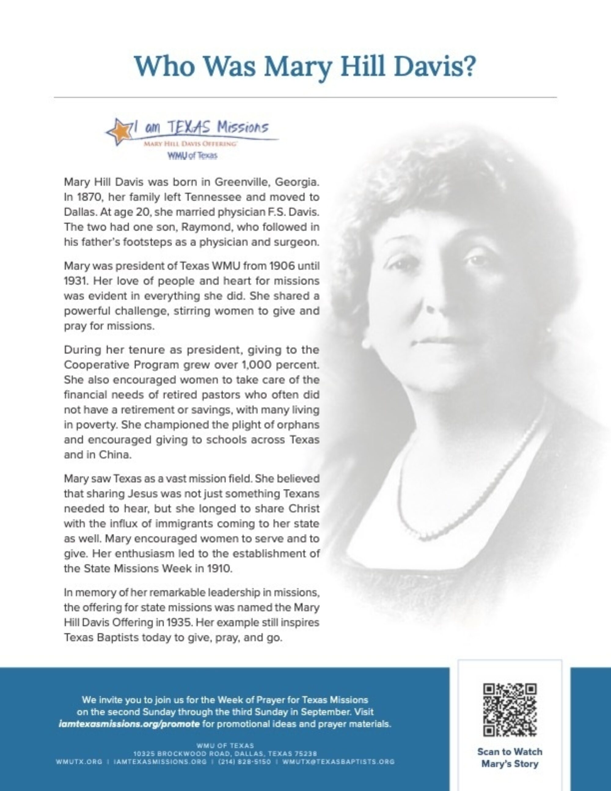 I Am Texas Missions | Mary Hill Davis
