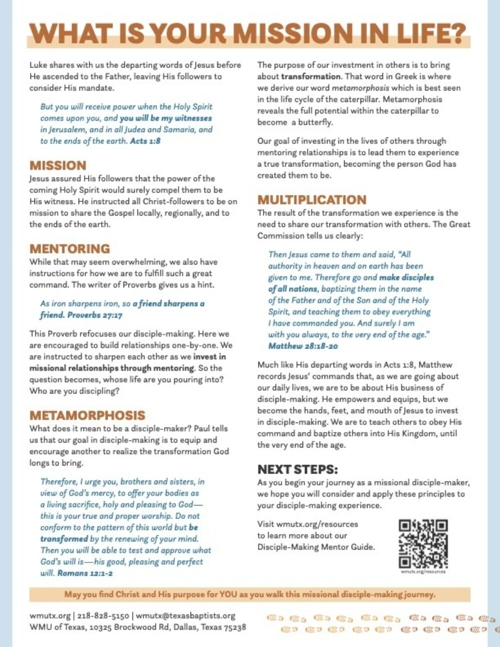 WMU of Texas | Biblical Mentoring