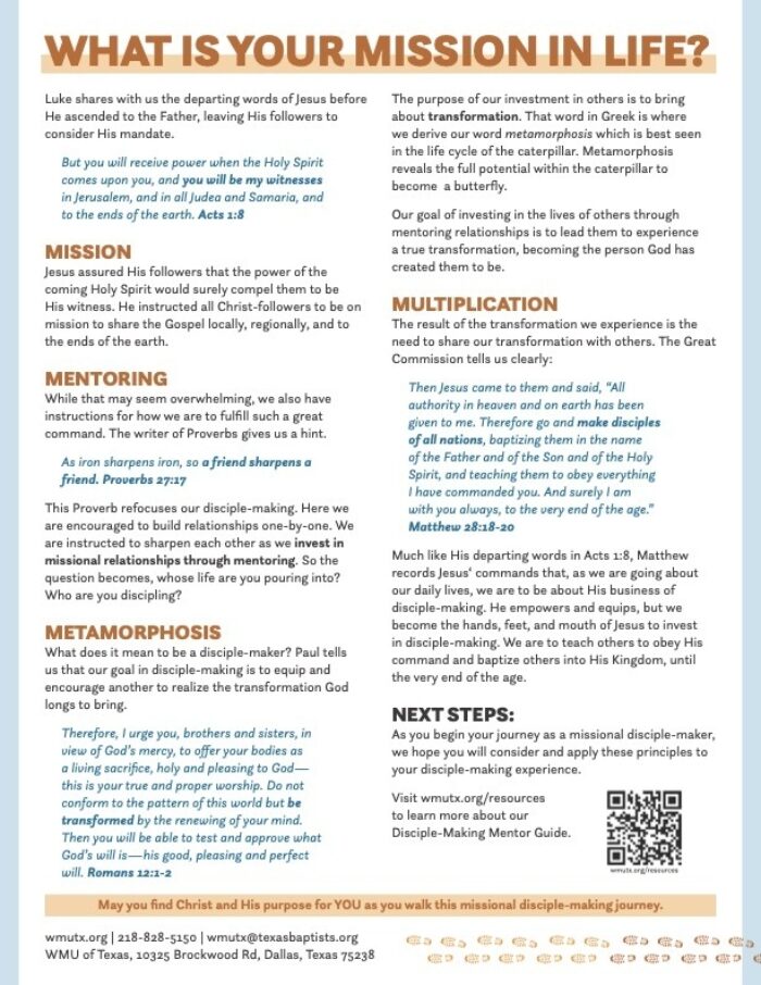 WMU of Texas | Biblical Mentoring